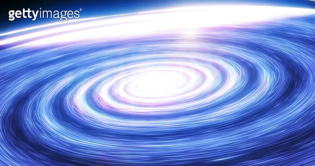 Abstract beautiful glowing shiny infinity galaxy round blue in open ...