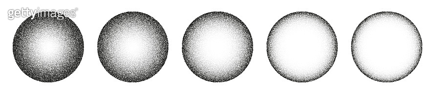 Circle noise texture dotwork grain 3D sphere planet dot vector halftone ...