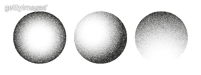 Circle noise texture dotwork grain 3D sphere planet dot vector halftone ...