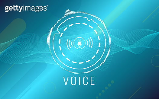 Voice assistant and voice recognition concept. Sound wave with ...