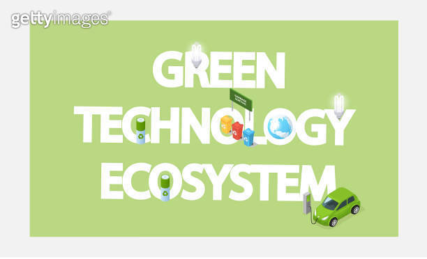 Green technology ecosystem vector banner. Eco friendly production and ...