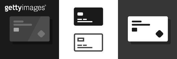 Credit bank or debit card icon line art pictogram black and white shape ...