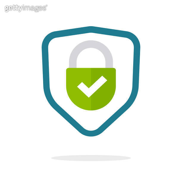 Secure lock and shield icon vector for antivirus security access flat ...