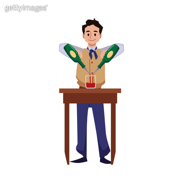 Bartender mixing drinks for preparing cocktail flat vector illustration ...