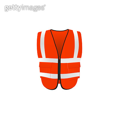 Red fire warden safety vest front view, realistic vector illustration ...