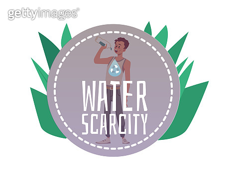 Water scarcity banner or symbol, flat vector illustration isolated on ...