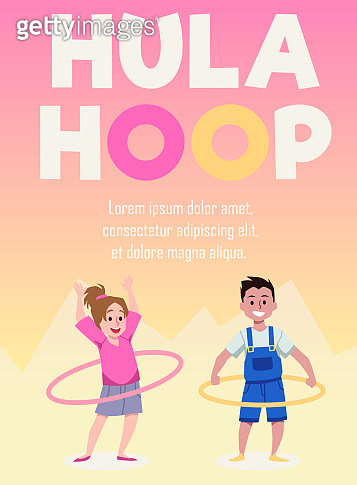 Poster or vertical banner with hula hooping kids flat style 이미지 ...