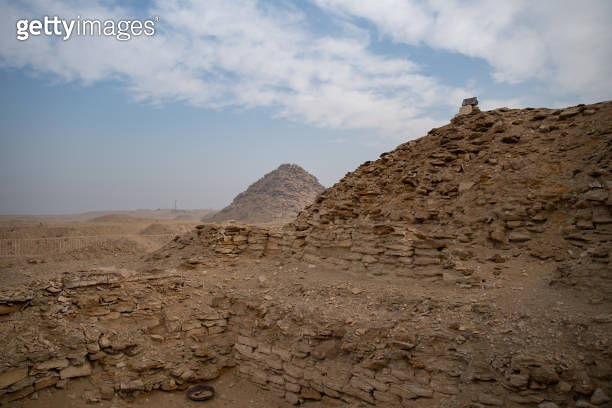 View to Userkaf pyramid from ruins near step pyramid of Djoser ...