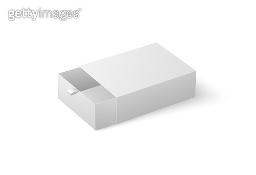 Cardboard sliding box open template realistic vector illustration ...