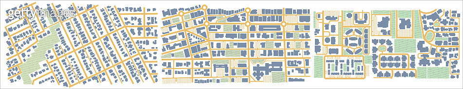 City map. GPS navigator. Fictional district plan. Top view, view from ...