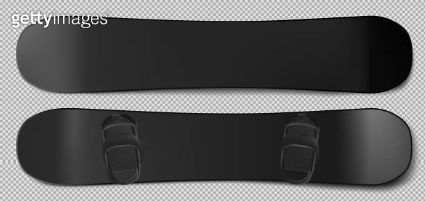 Vector snowboards blank, front back view isolated on transparent ...