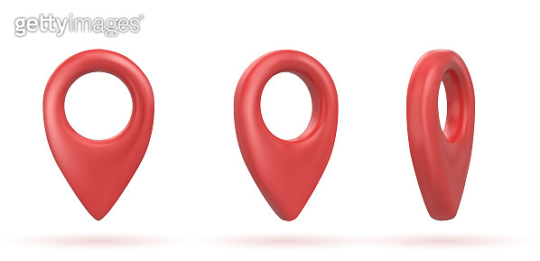 Shiny Red Realistic Map Pointers Vector Set In Various Angles Web Location Point Pointer 3d