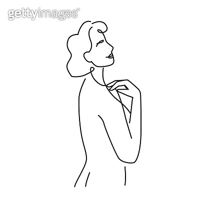 Feminine abstract female body, isolated girl model in profile ...