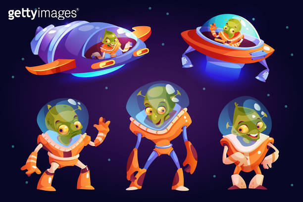 UFO unidentified flying object, aliens wearing special suits for ...
