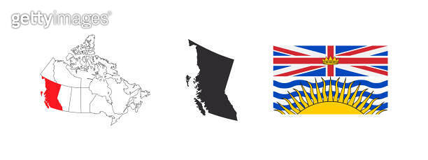 Map of British Columbia. Flag of British Columbia. Provinces and ...