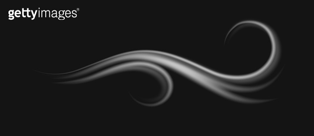 Wind blowing and gusting, howling air current moving smoke, vapor or ...