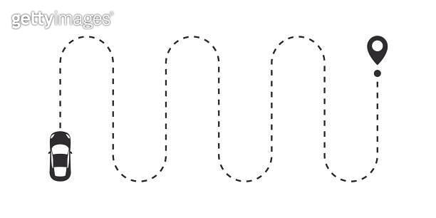 Car route location. Planning routes. Traveling by car. Distance ...