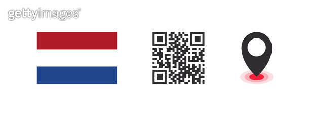 Flag of the Netherlands. Flag of the country, QR code with location ...