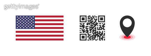 USA flag. Flag of the country, QR code with geolocation of the capital ...
