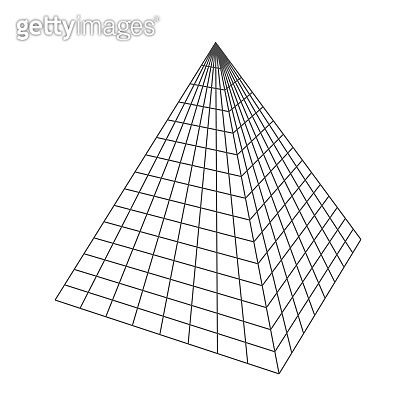 Pyramid grid figure low poly abstract geometric shape 3D icon. Vector ...