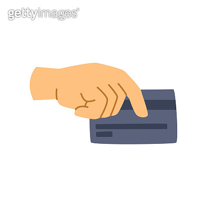 Hand holding credit card, paying giving money on virtual account ...