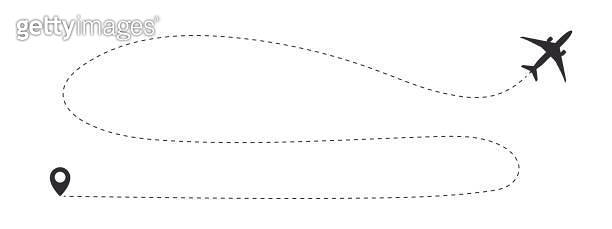 Aircraft route dotted lines. Passenger aircraft flight line. Vector ...