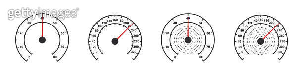 Car speedometer with speed level scale. Speedometer and tachometer ...