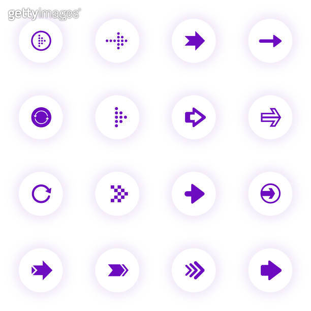 arrows purple color vector icons on light round buttons with purple ...