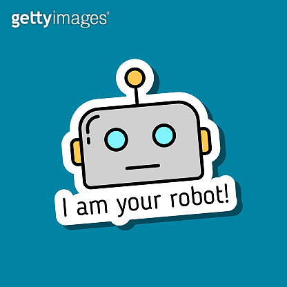 artificial intellegence color vector sticker. i am your robot sticker ...