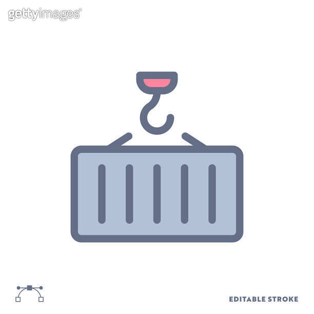 Cargo Container Color Flat Line Icon Design with Editable Stroke ...