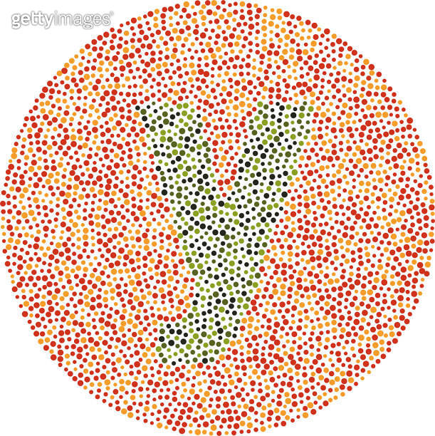 Lowercase letter y red and green color blindness test card (1390471396 ...