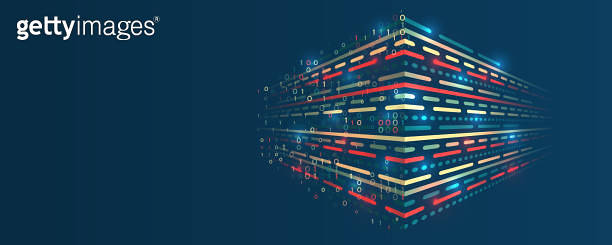 The flow of information in the form of waves and particles. Visualization of a large amount of ...