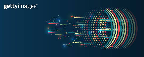 Abstract transformation of information. Processing sorting data fragmentation. Business ...