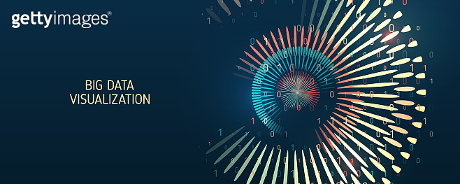 Big data visualization, 3d sphere. A dynamic array of information. Data ...