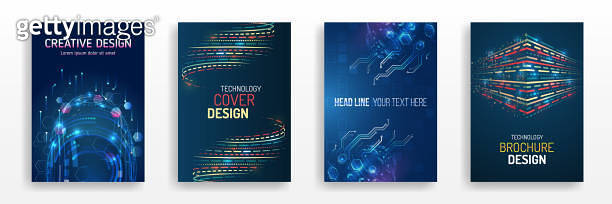 Modern cover design using tech elements and data visualization ...