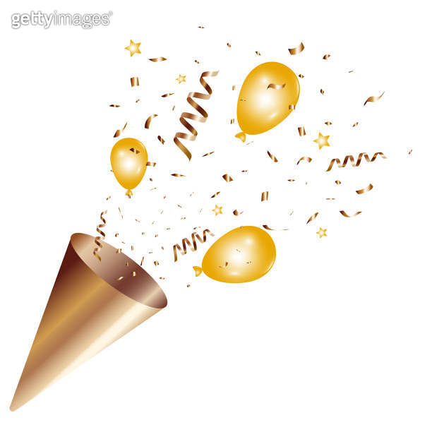 cute party popper confetti illustration . confetti isolated, explosion ...