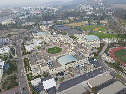 Aerial view of Scripps Ranch High School in San Diego, California, USA ...