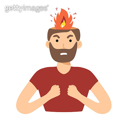 Angry man. Head Vector illustration of anger, fury, annoyance. Anger ...