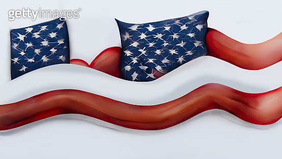 2D Graphic design logo of the American flag, stars and stripes, USA ...