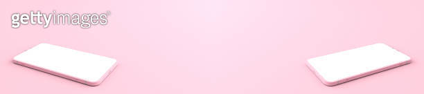 3D rendering of mockup pink Smartphone white screen on pink floor, Pink ...