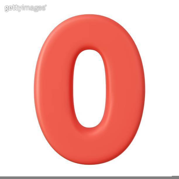 3d Number 0. Zero Number sign red color. 이미지 (1437715600) - 게티이미지뱅크