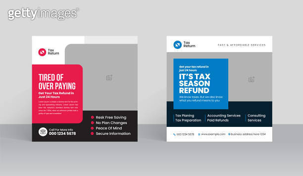 Income tax social media post template and tax return service banner ...