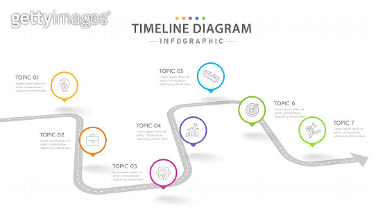 Infographic 7 Steps modern Timeline diagram calendar with arrows. 이미지 ...