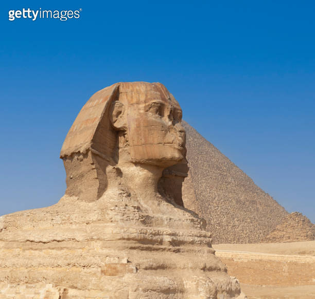 Great Sphinx of Giza near Cairo, Egypt. It is mythical creature with ...