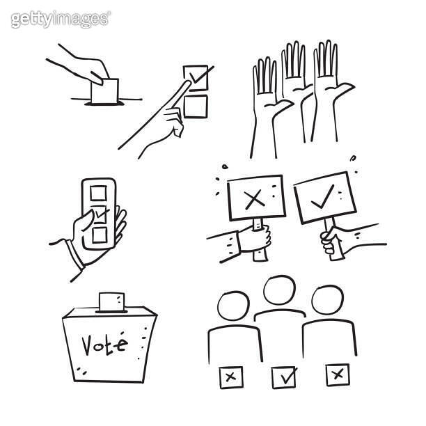 hand drawn doodle Simple Set of Voting Related illustration vector ...