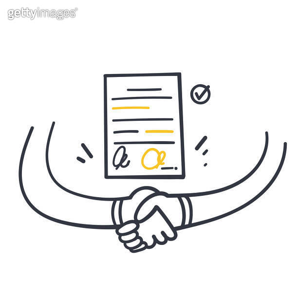 hand drawn doodle business contract deal agreement illustration 이미지 ...