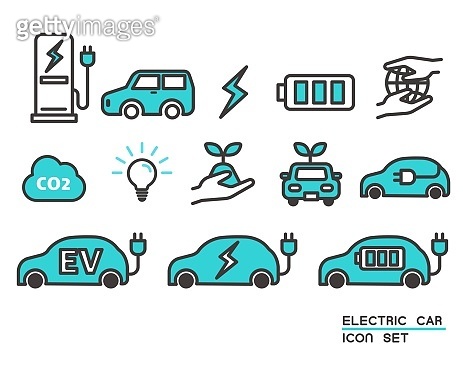 Simple and easy-to-use electric vehicle vector illustration material ...