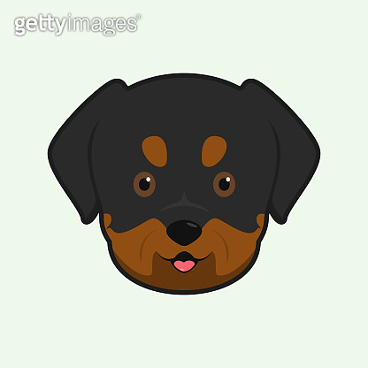 Cartoon illustration of Rottweiler cute face. Vector illustration of ...