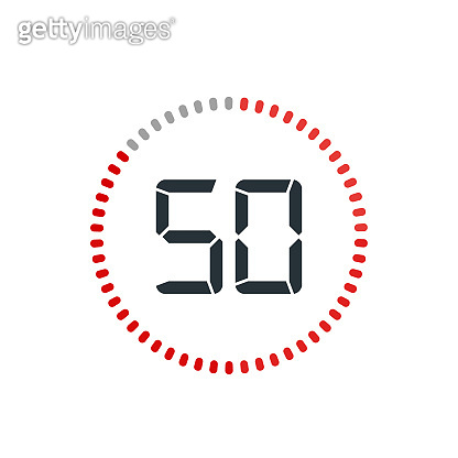 Countdown timer with fifty seconds or minutes in modern style. Isolated ...