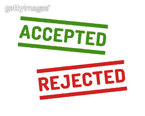 Accepted and rejected stamp icon. Aproved and not approved rubber stamp ...